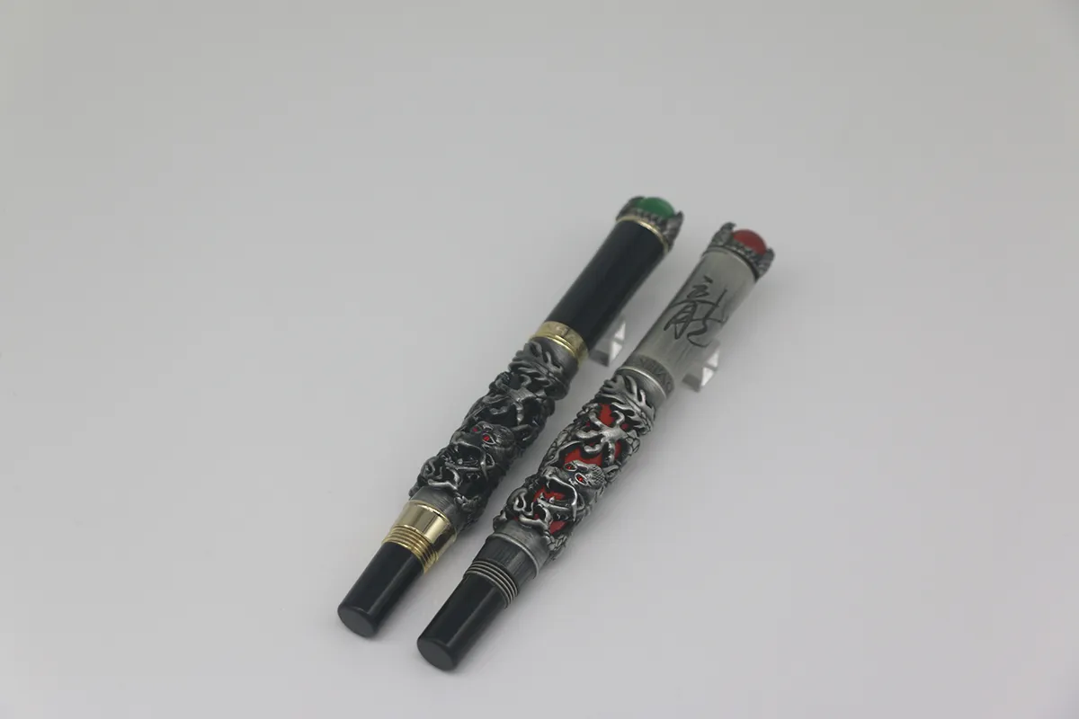 JINHAO Silver Grey Metal and Resin Roller Pen with Dragon Embossment ...