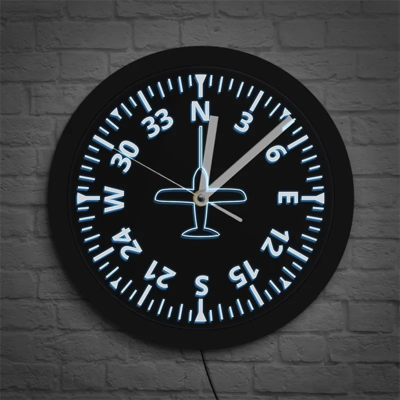 Aircraft Gauges Cockpit Instruments Aviation LED Lighting Wall Clock ...