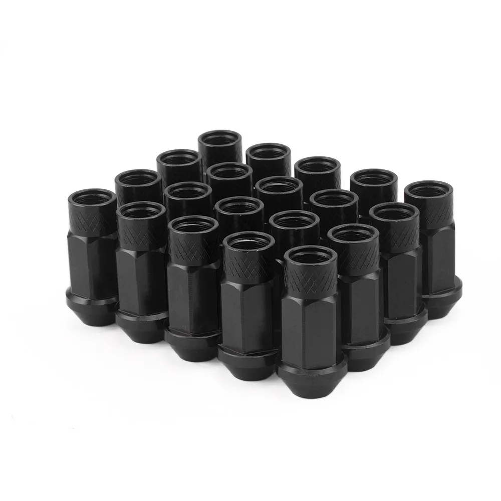 DHgate.com:50mm M12x1.5 M12x1.25 Lug Nuts with Logo RS-LN012 Wheel Lug Nuts Black Aluminum Auto ...