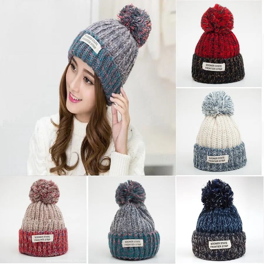 Women's Knitted Soft Ball Cap with Fur Pom Bobble, Girls' Winter Warm ...