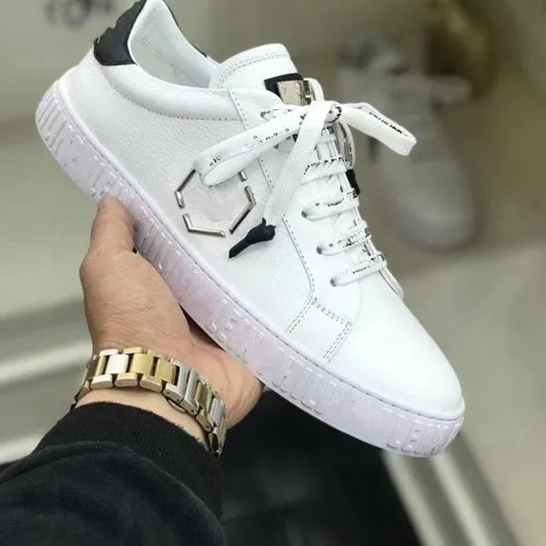 Mens High End Leather Lychee Metal Sheet Design Breathable Casual Shoes ...