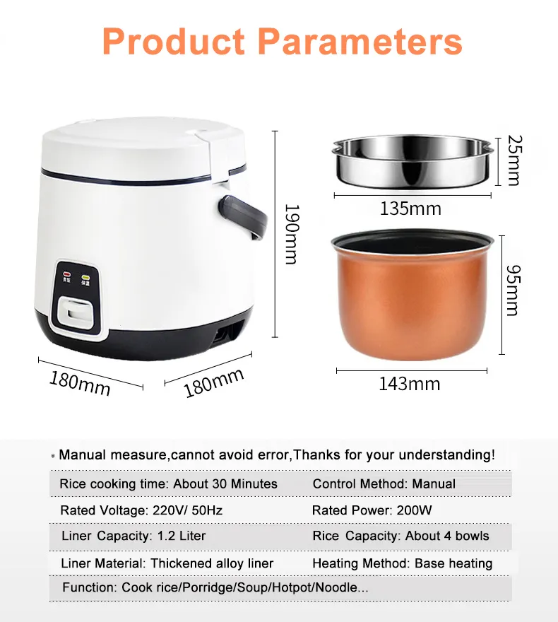 12L Mini Electric Rice Cookers 2 Layer Heating Food Steamer ...