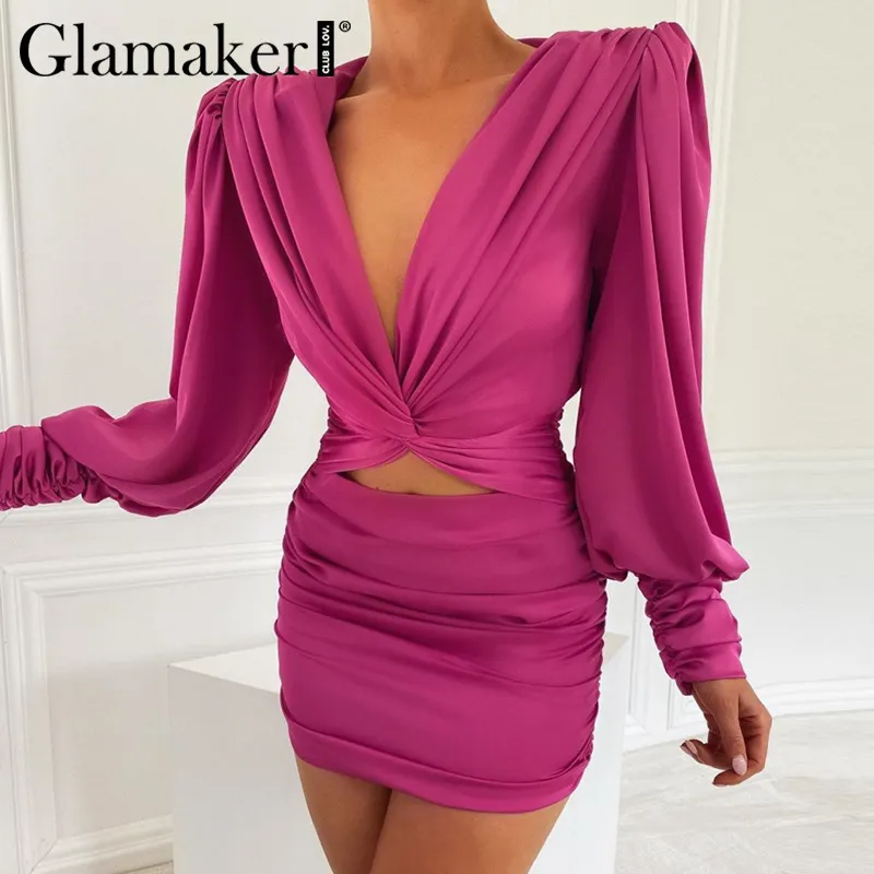 Glamaker Satin Bodycon Dress Deep V Neck, Lantern... From Long01, $16. ...