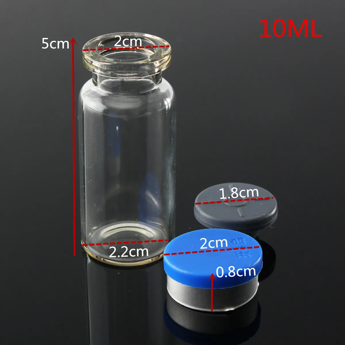 Small Glass Vials 100 Pack 10mL Clear Injection Vials With Stoppers ...