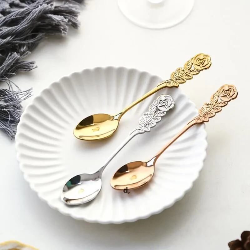 Gold Plated Stainless Steel Spoon Set - Elegant Soup, Coffee, Tea ...