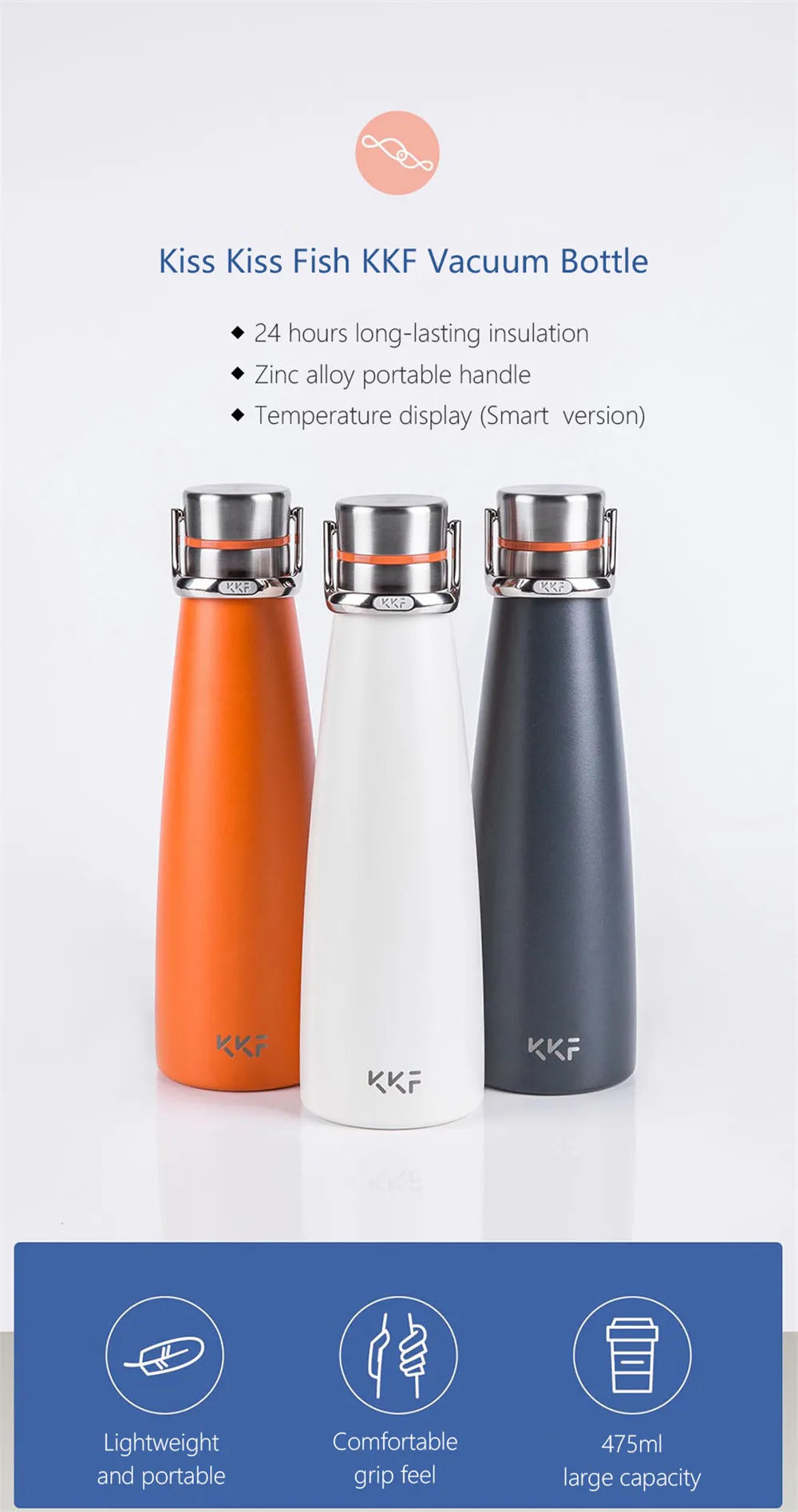 Vacuum Insulated Stainless Steel Thermos, 475ml Coffee Cup, 24H Cold & Hot, Leak-proof Travel ...