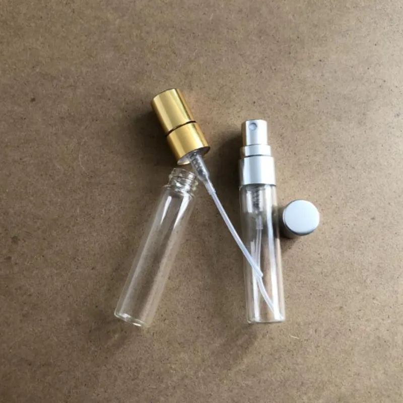 Mini Glass Perfume Bottles 5ml & 10ml, Clear With Gold/Silver Caps ...
