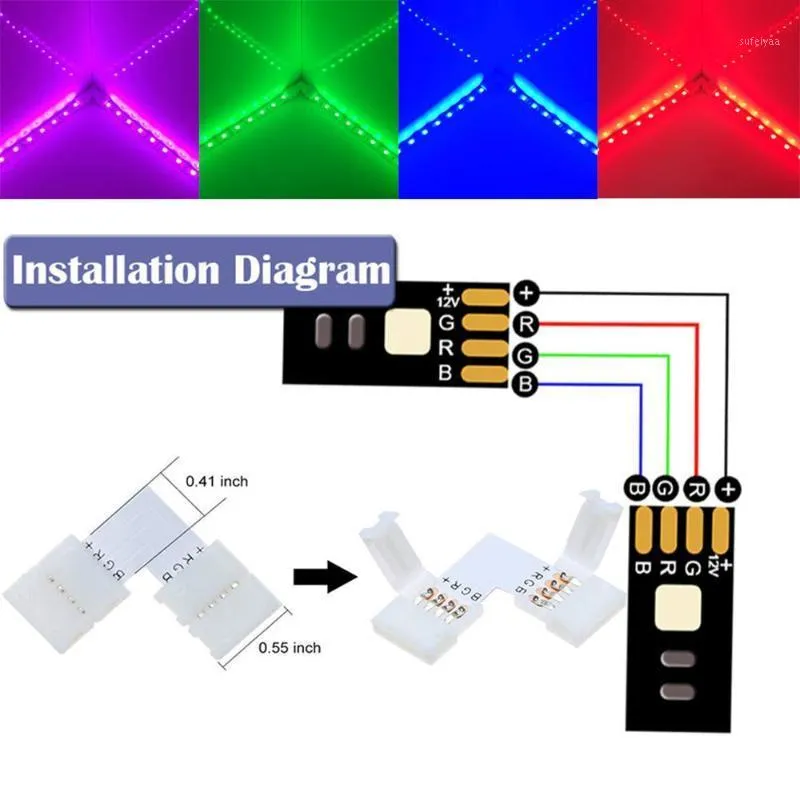 DHgate.com:RGB 3528 LED Strip Connector Kit - 4-Pin PCB Ribbon Cable ...