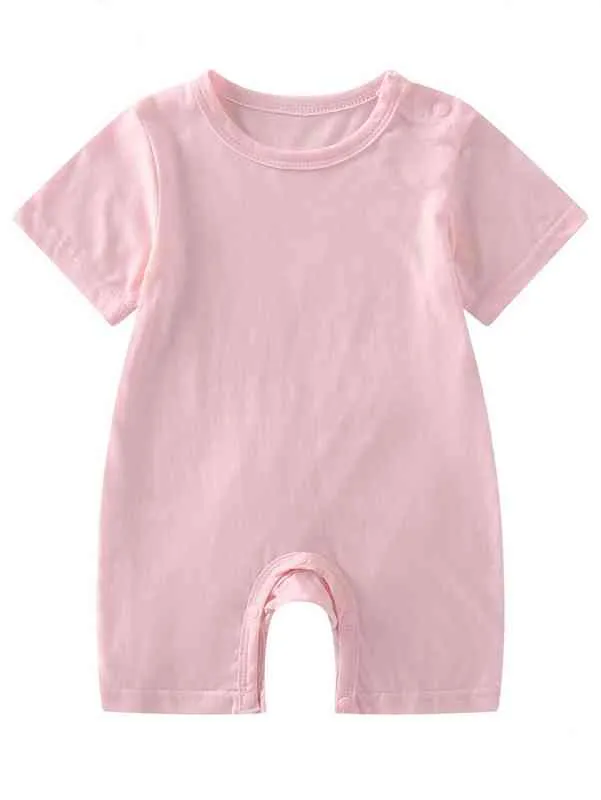 Baby Solid Patched Detail Romper for Newborn Girls in Baby Pink Cotton ...