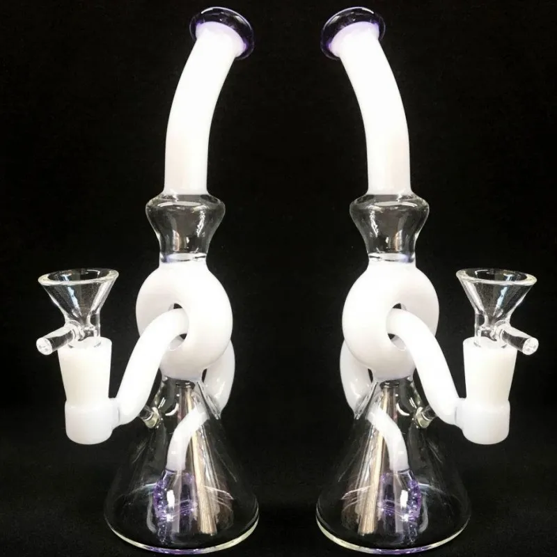 21cm White Jade Glass Bongs Lanvender Percolator Bowl Joint 14.4mm ...