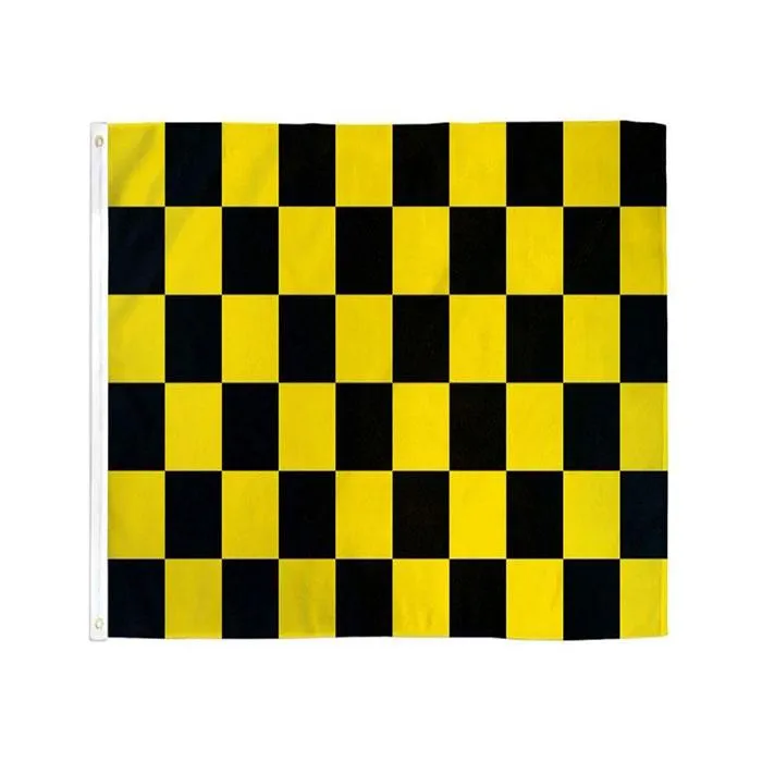 Hot Selling Double Stitched Check Black And Yellow Flag In Black And ...