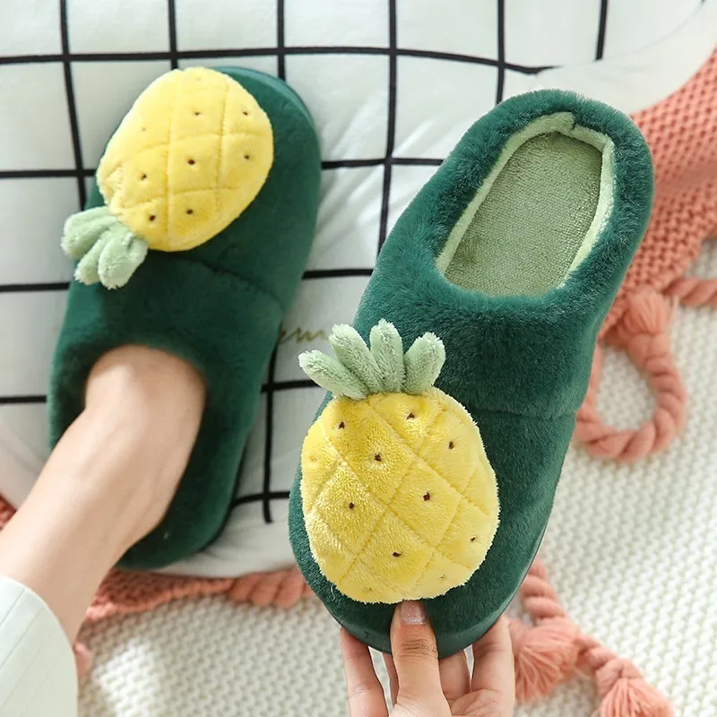 Cartoon Fruit Plush Slippers: Winter Warm Ladies' Indoor Fluffy Slider ...