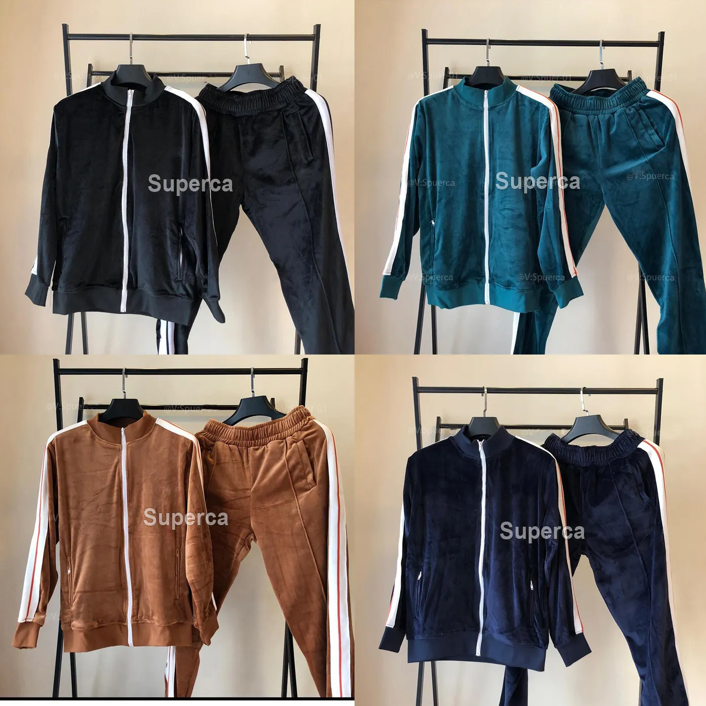 Velvet mens tracksuit with zipper jacket and ankle-length pants in Euro ...