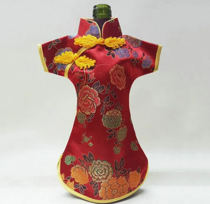 Christmas Bottle Covers Silk Brocade Wine Bottle Clothes Chinese Style ...