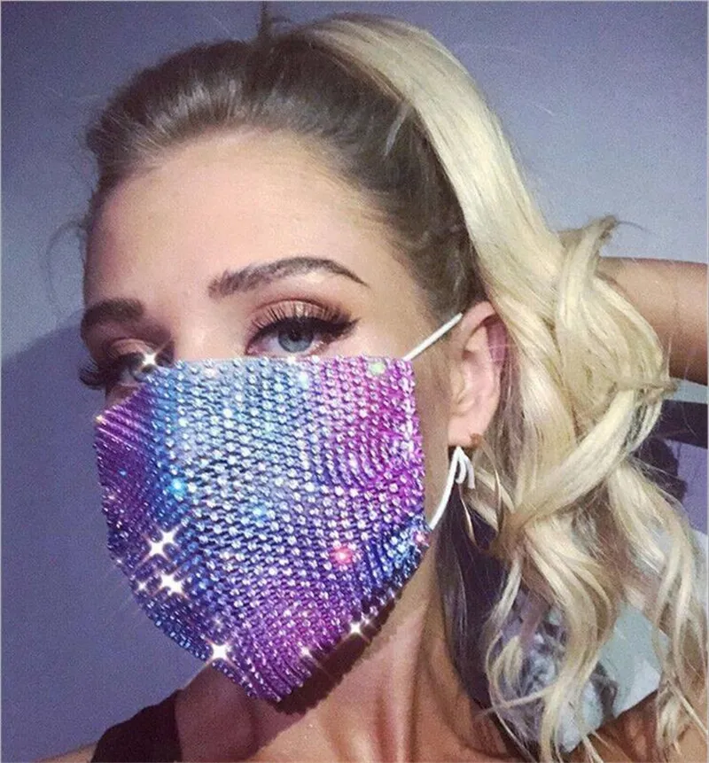 Diamond Mask Colorful Mesh Masks Bling Diamond Party Mask Rhinestone ...