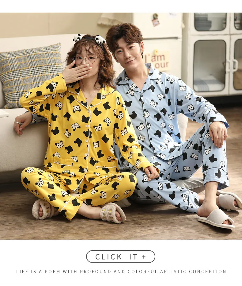 Cute Panda Pajamas Set: Unisex Cotton Couple Sleepwear - Shop Now! Best ...