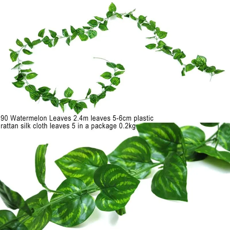 Fake Leaves Green Artificial Garland Hanging Plant Vine , For Home ...