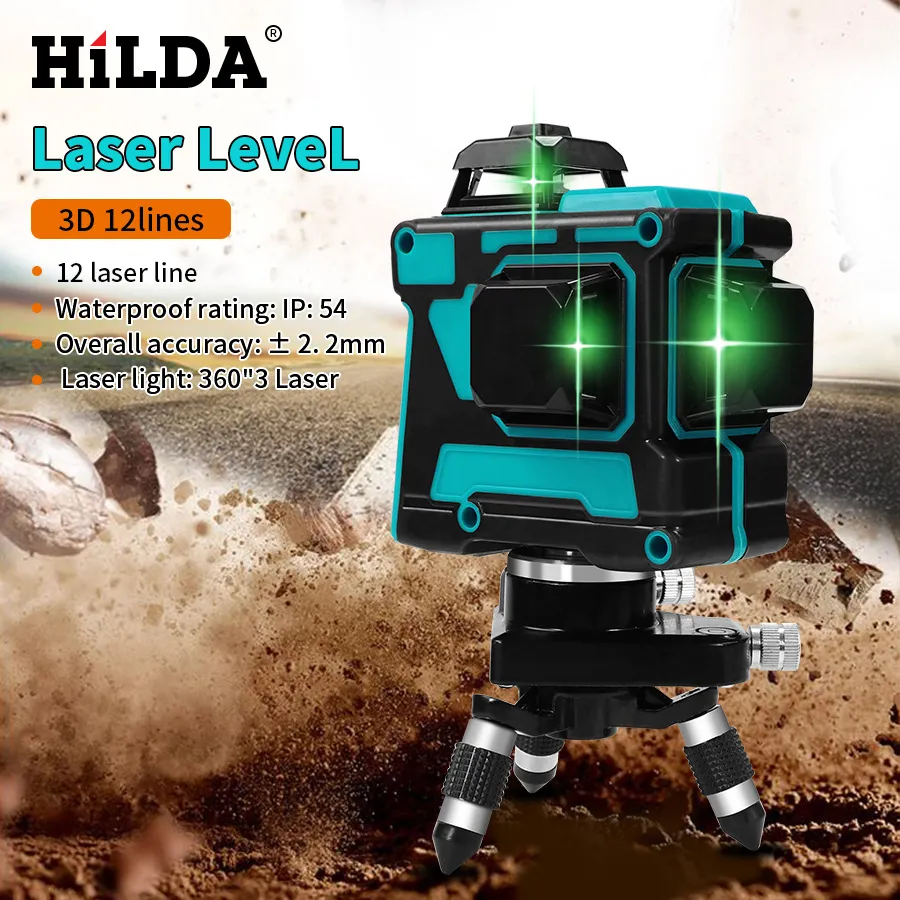 HILDA Laser Level 12 Lines 3D Level Self Leveling 360 Horizontal And ... HILDA Laser Level 12 Lines 3D Level Self Leveling 360 Horizontal And ...