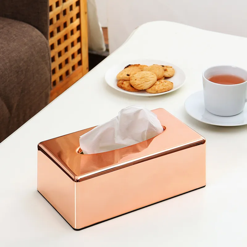Elegant Rose Gold Tissue Box Cover - Stylish Rectangle Napkin Holder ...