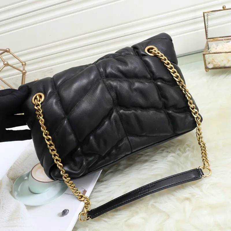 V Shaped Quilted Lambskin Quilted Leather Crossbody Bag With Magnetic ...