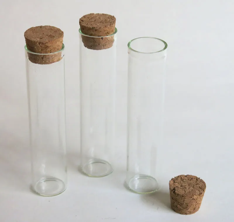 Cork Tube: 100 Clear Glass Tubes with Cork Stoppers, 13ml 13cc Small ...