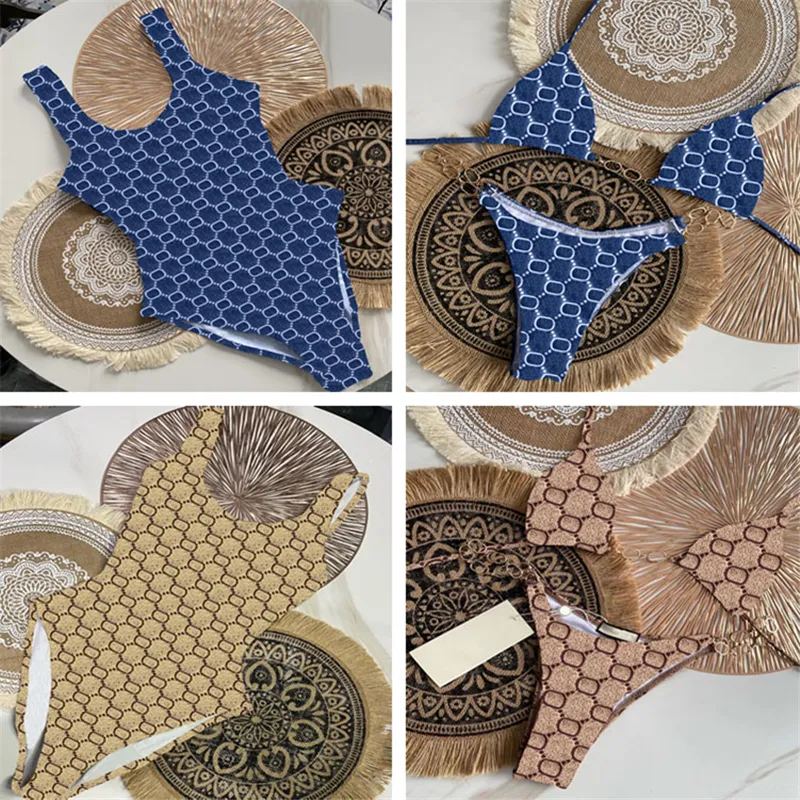 Classic Letters Womens Bikinis Swimsuits With Chain Summer One Piece ...