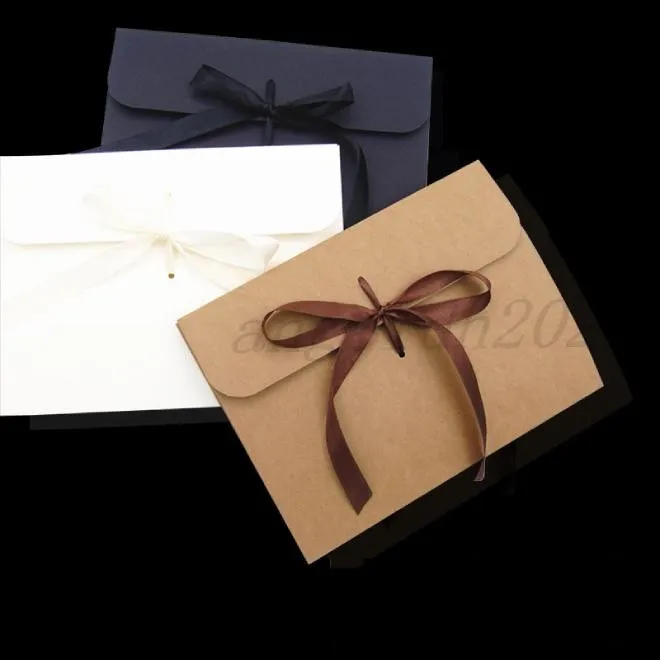 7cm large kraft paper photo envelope gift packaging box with ribbon for ...