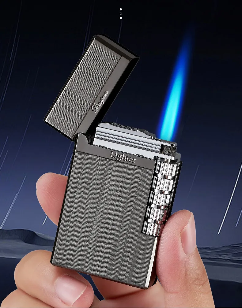 New Arrival 2022 Loudly Gas Lighter Square Metal Sideslip Mini Lighters ...