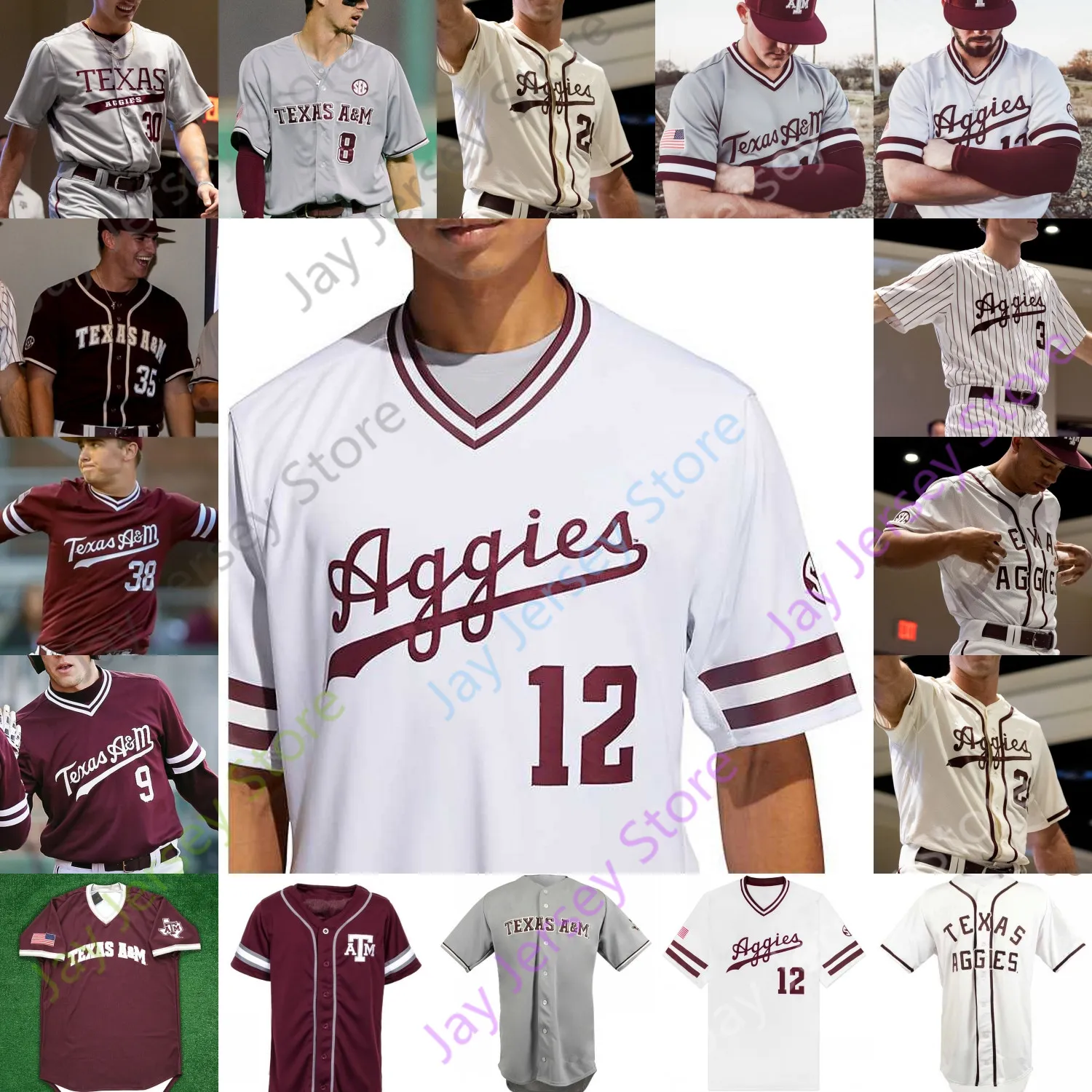 Texas A&M Aggies Baseball Jersey NCAA College Michael Wacha, Will ...