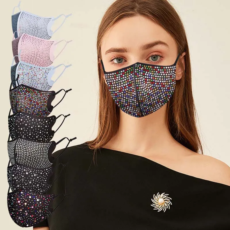 Colorful Rhinestone Bling Diamond Rhinestone Face Mask Washable ...