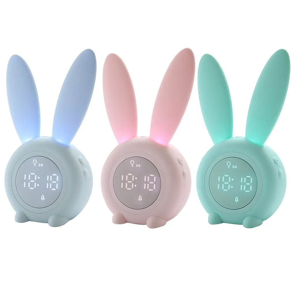 Cute Cartoon Clock: Bunny Rabbit LED Alarm Clock With Night Light For ...