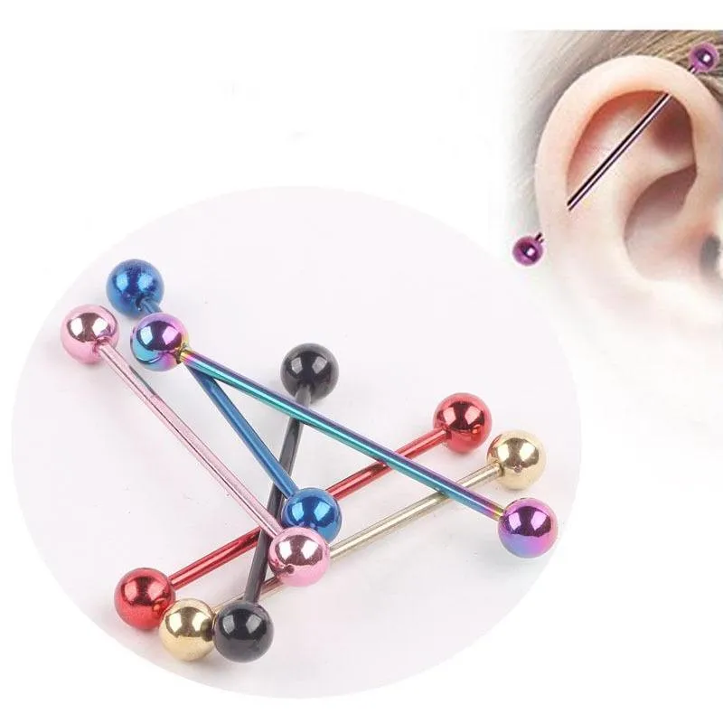 DHgate.com:316L Mix Color Titanium Anodized Industrial Barbell Ear Plug Tunnel Piercing:Jewelry