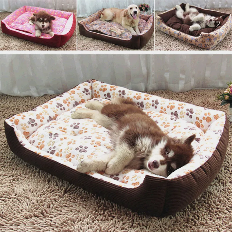 Warm Corduroy Padded Waterproof Dog Bed Large Soft Sofa Mat for Dogs ...