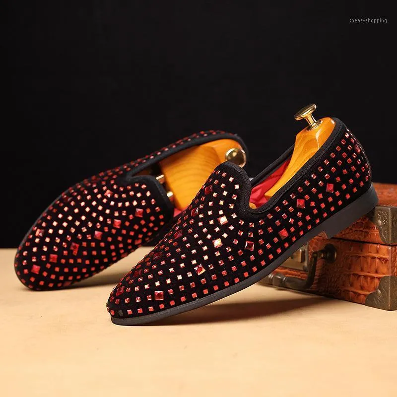 Mens Casual Crystal Rhinestone Loafers Moccasins Holiday Party Dress ...