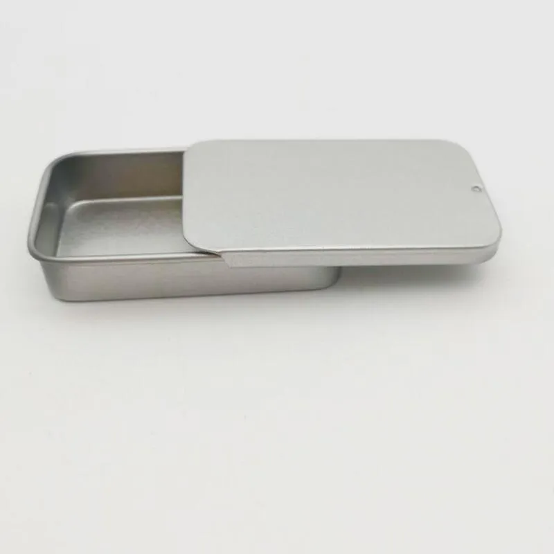 White Sliding Tin Box Small Metal Food Container Case 80x50x15mm For ...