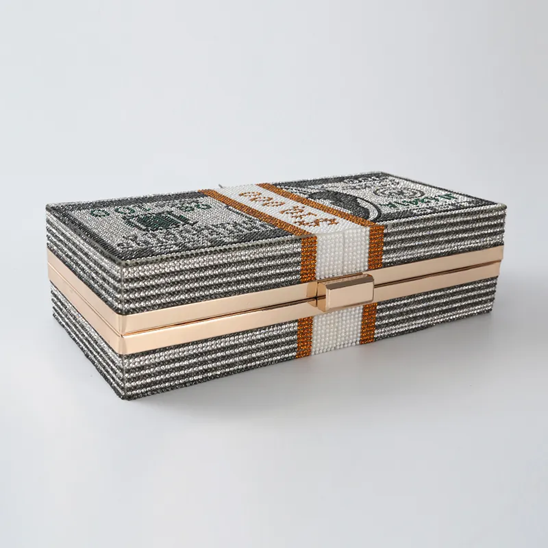 Creative diamond handbag with string hasp closure PU material tassel ...