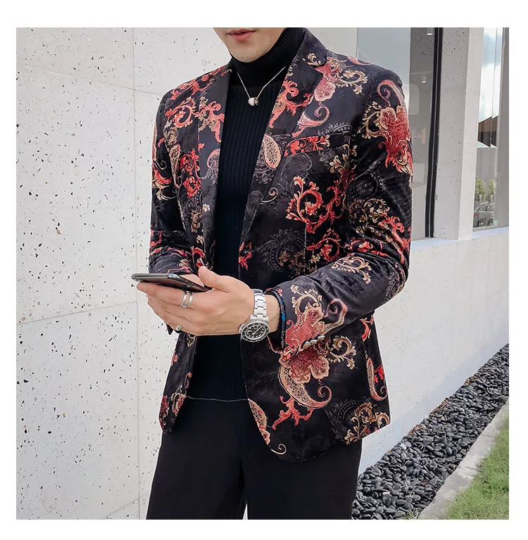 Luxury Royal Paisley Floral Blazer 2 Button Wedding Party Prom Blazer ...