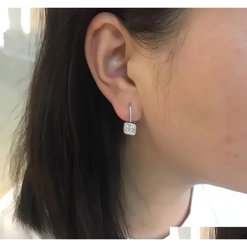 Luxury 925 Sterling Silver T Shaped White Topaz CZ Daimond Earrings ...