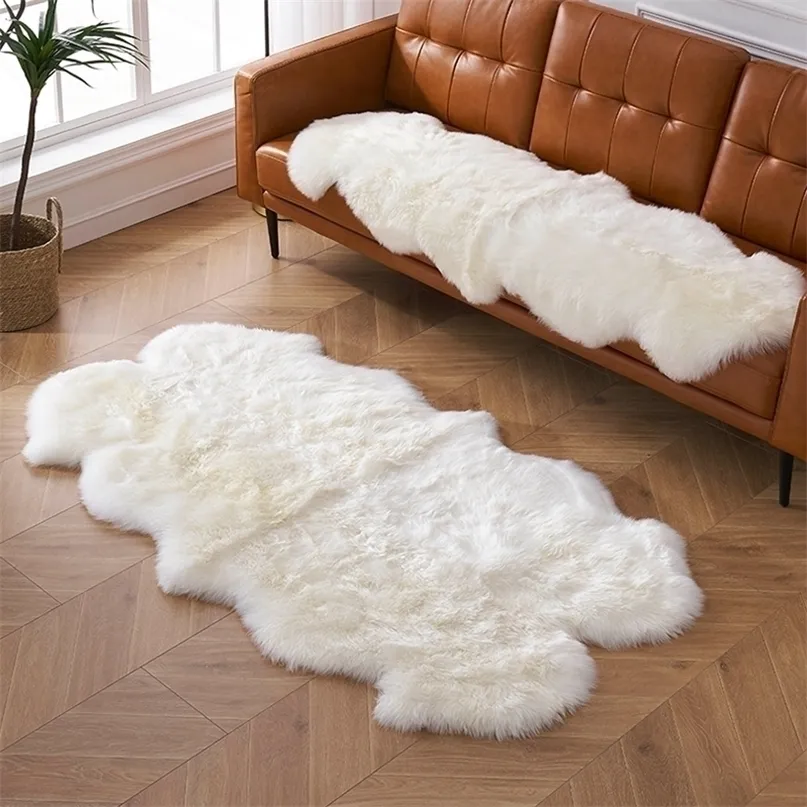 100% GENUINE & THICK WOOL Sheepskin Pelt Faux Sheepskin Rug Shaggy Area ...