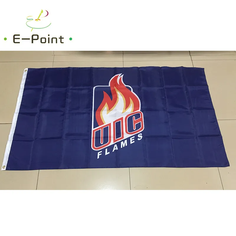UIC Flames Flag Durable Polyester 3x5 Ft Banner For Home, Garden ...
