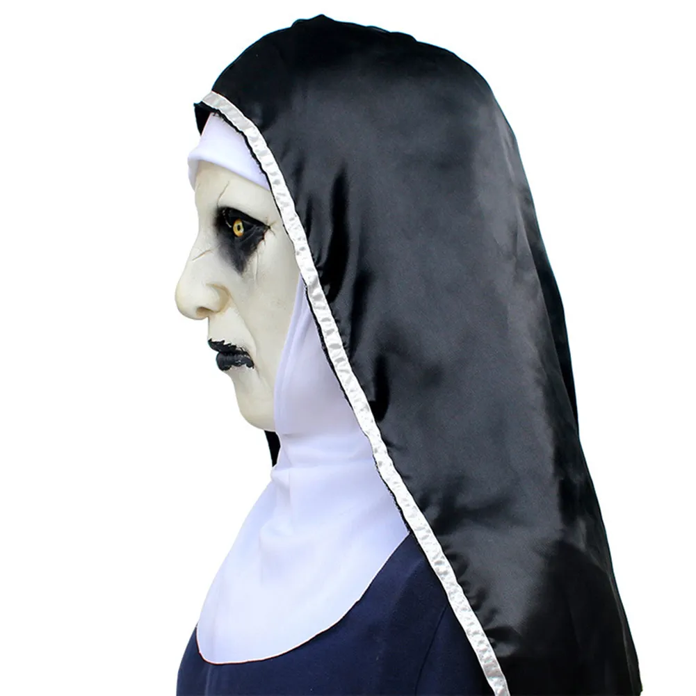 Nun Mask Scared Female Memeulous Face Wig Celebrations Halloween Theme ...