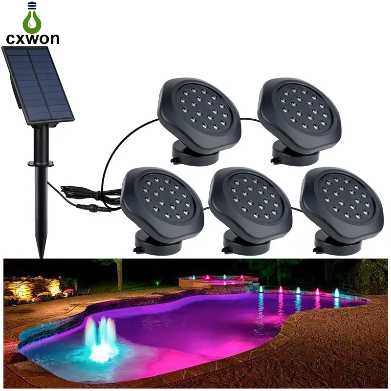 Solar Underwater Pond Lights,RGB Underwater Spotlight Outdoor IP68 For ...
