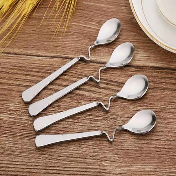 Stainless Steel Twisted Handle Curved Tea Coffee Scoop Drink Condiment ...