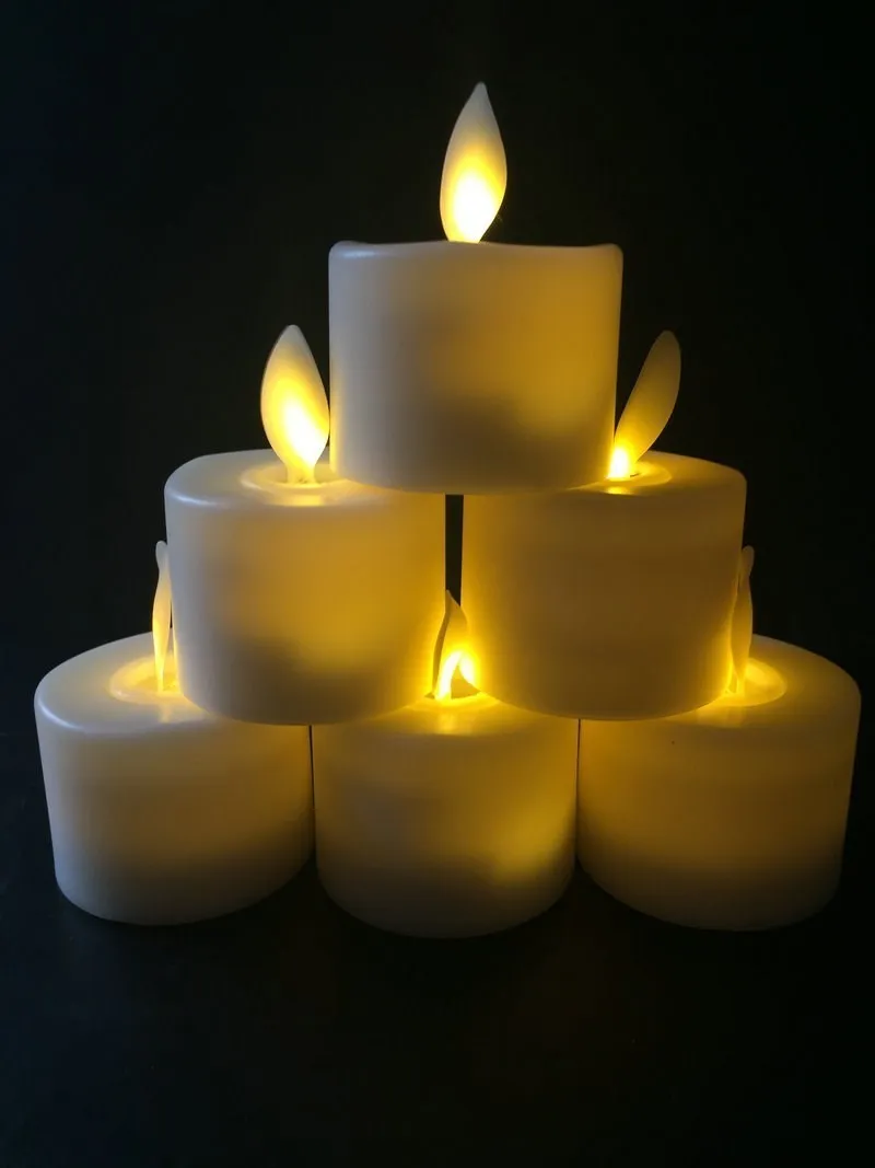 12 Ivory Flameless LED Tealight Candles with Dancing Wick - Realistic ...