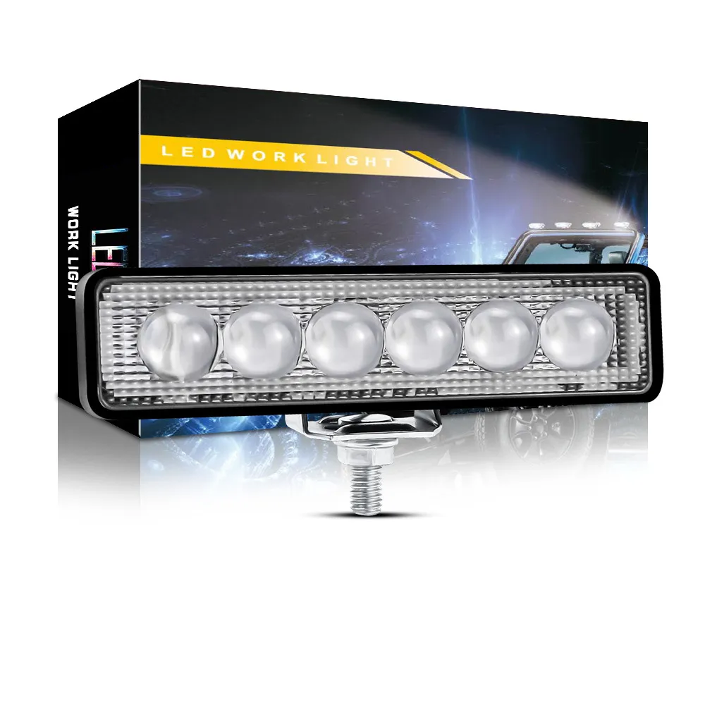 18W 6 LED Auto Work Light Bar: 12V-60V Convex Spotlight Flood Lamp for ...