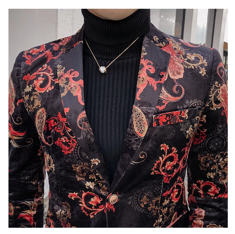Luxury Royal Paisley Floral Blazer 2 Button Wedding Party Prom Blazer ...