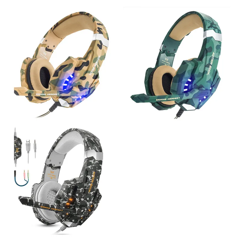 Inzhuo G9600 Camouflage Gaming Headset: Wired Luminous Headphones for ...