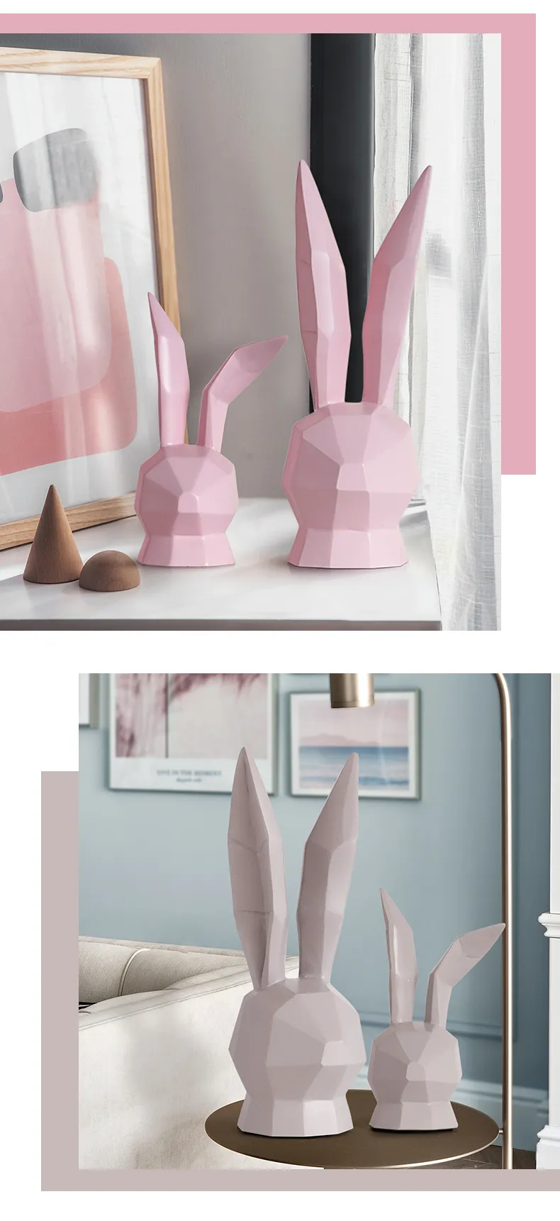 Nordic Rabbit Resin Figurine: Modern Home Decor For Living Room ...