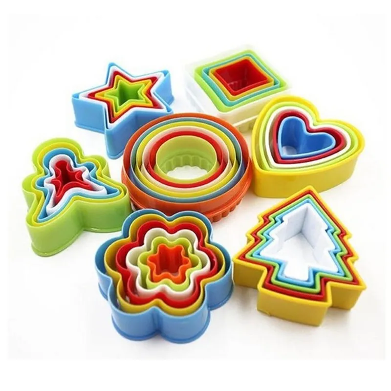 5-Piece Baking & Cookie Cutter Set - Plastic Biscuit Molds, Cake Rings ...