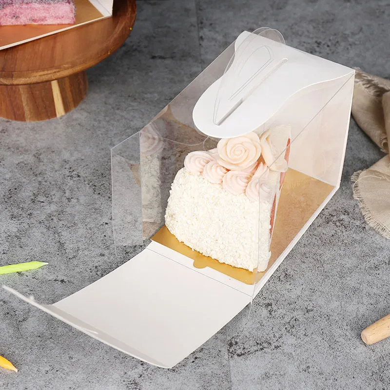 Transparent White Cardboard Layer Cut Diced Cake Dessert Box With ...